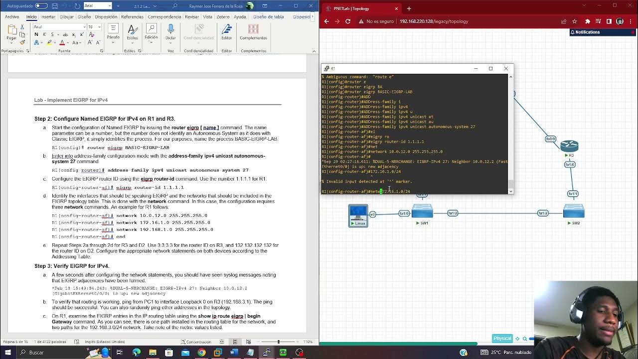 Lab - 2.1.2 Implement EIGRP for IPv4 - YouTube