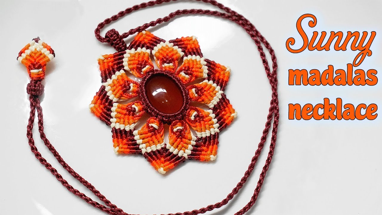 Macrame Sunny necklace tutorial:combine agate bead and mandalas pattern - Thắt dây chuyền ...