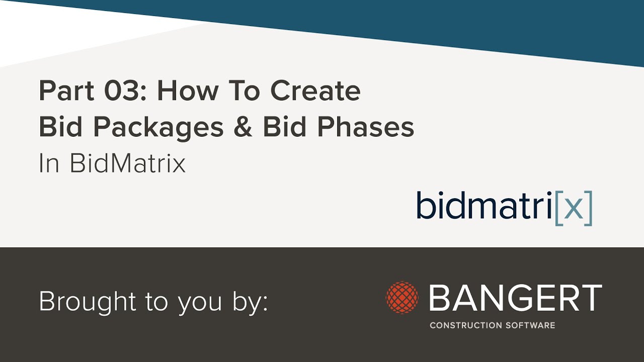 Part 03: How To Create Bid Packages & Bid Phases In BidMatrix - YouTube
