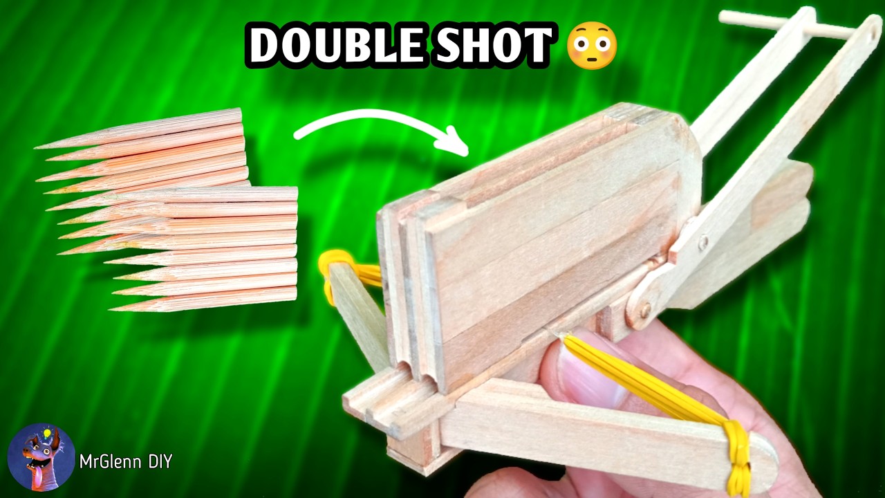 How to Make a Repeating Crossbow with Popsicle Sticks (Double Barrel ...