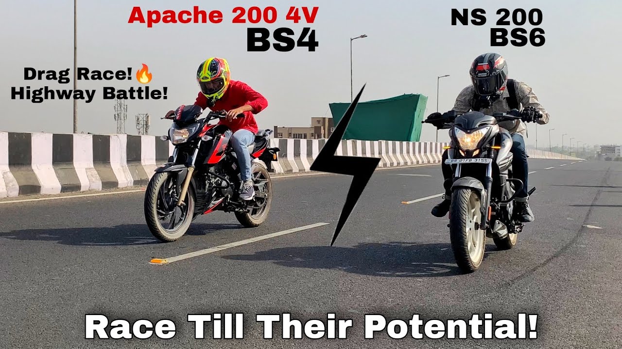 NS 200 BS6 vs APACHE 200 4V BS4 DRAG RACE | TOPEND TEST | HIGHWAY ...