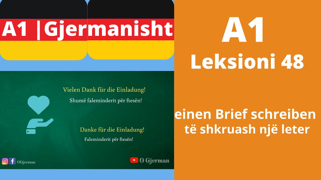 A1 - Leksioni 48 | Te shkruash nje leter | Gjermanisht me Perkthim ...