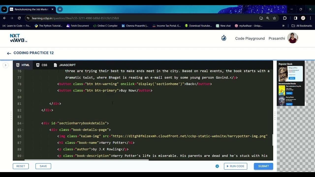 coding Practice-12 || Book Store Page || HTML || CSS || Bootstrap || Nxtwave - YouTube
