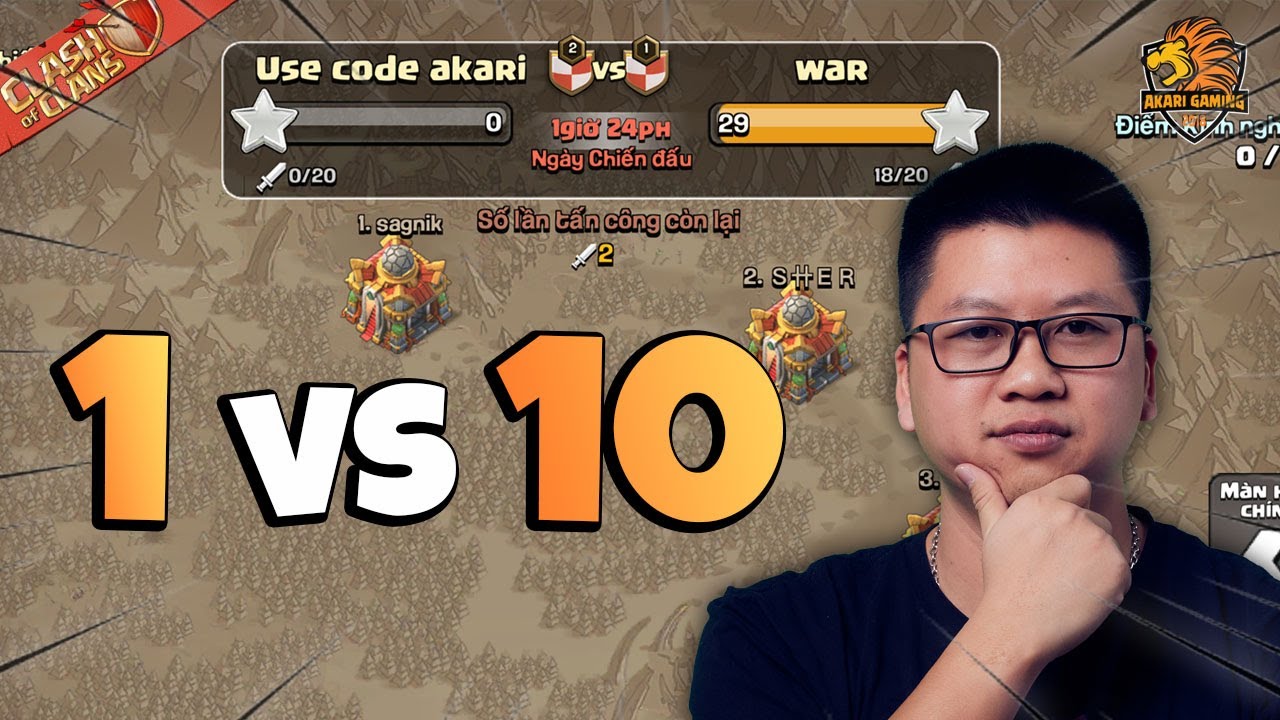Solo War 1vs 10 - Liệu Có Thể Chiến Thắng Full SAO Clash of clans | Akari Gaming - YouTube