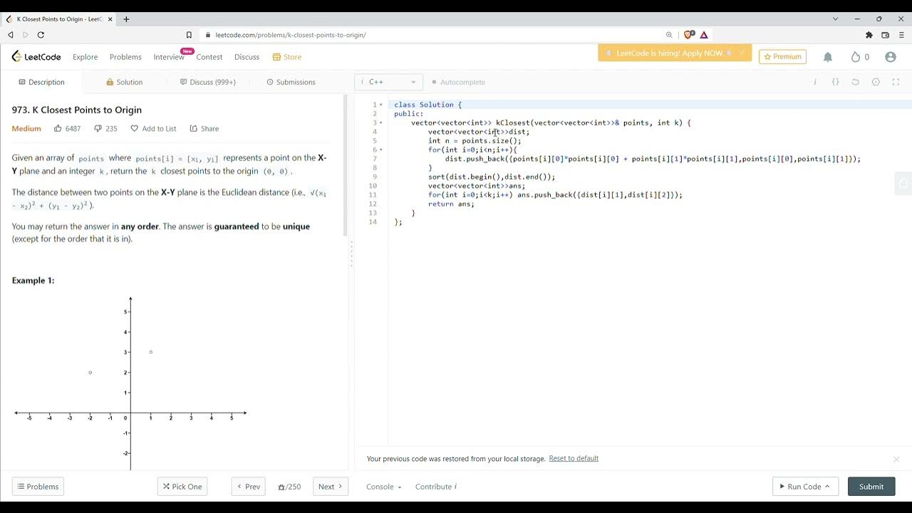 K Closest Points To Origin Leetcode Youtube