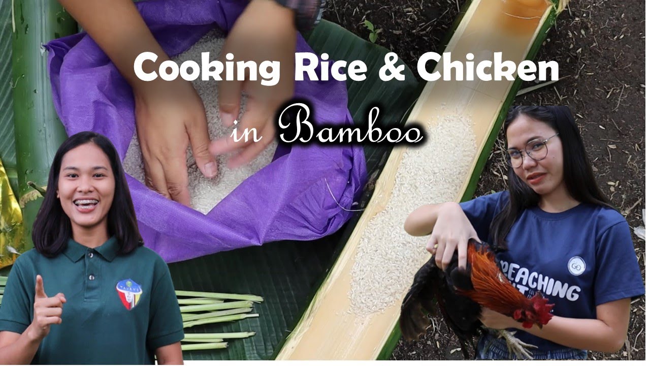 How to Cook Rice and Chicken in Bamboo - YouTube