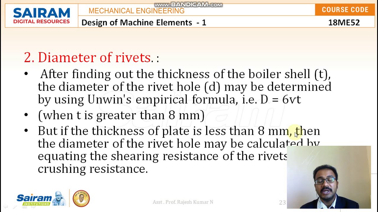 LECTURE VIDEO 4 _18ME52_MODULE 4_DESIGN OF LONGITUDINAL BUTT JOINT ...