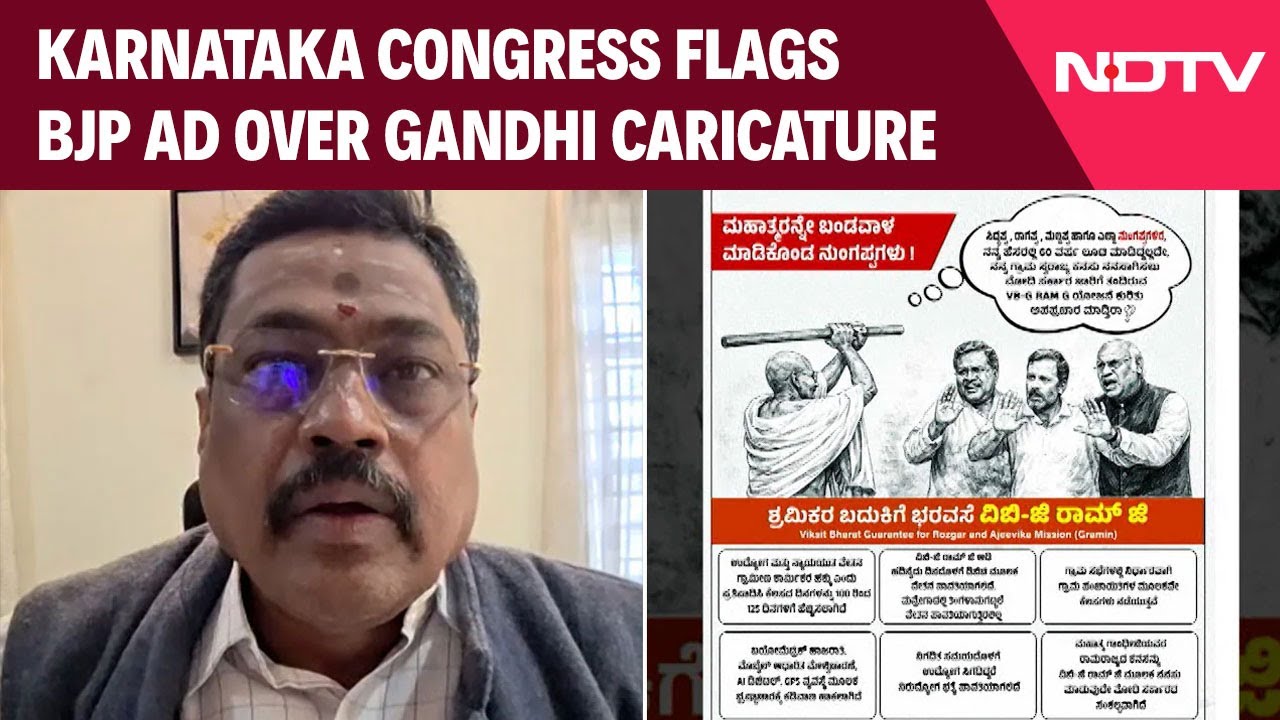 Karnataka Congress Flags BJP Ad Over Gandhi Caricature; BJP Responds ...