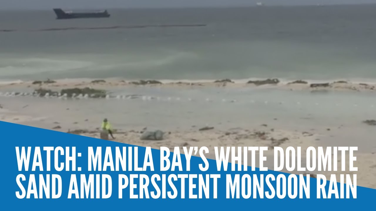 WATCH: Manila Bay’s white dolomite sand amid persistent monsoon rain ...