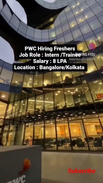 PWC Hiring Freshers As Intern | PWC Jobs | Freshers - YouTube