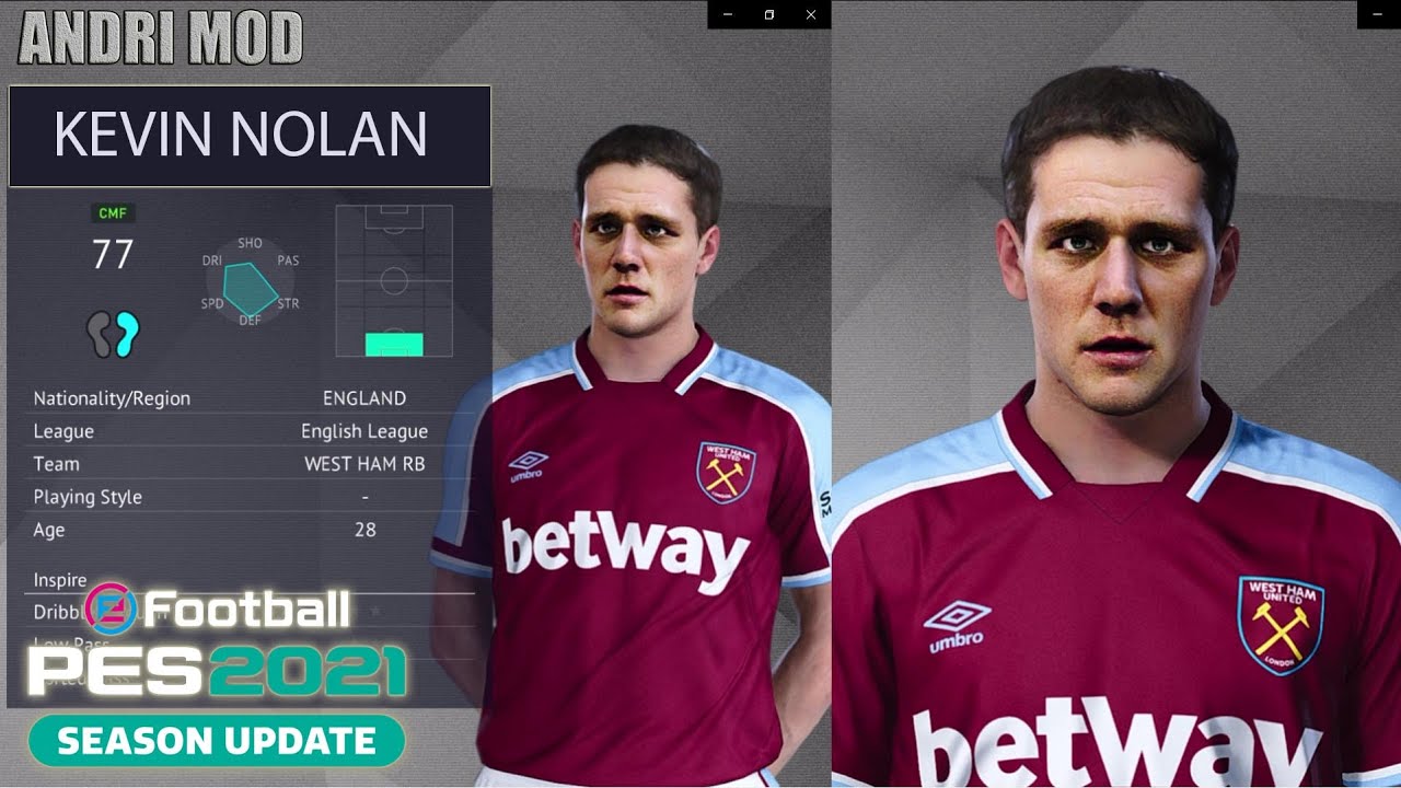 PES 2021 - PREVIEW ORDER FACE KEVIN NOLAN - YouTube