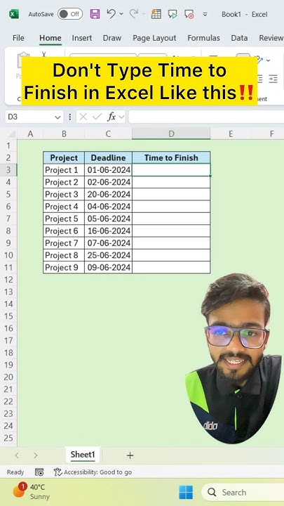 Don't Type Deadlines in Excel‼️Instead Use Amazing Trick #exceltips #exceltricks #excel #shorts ...