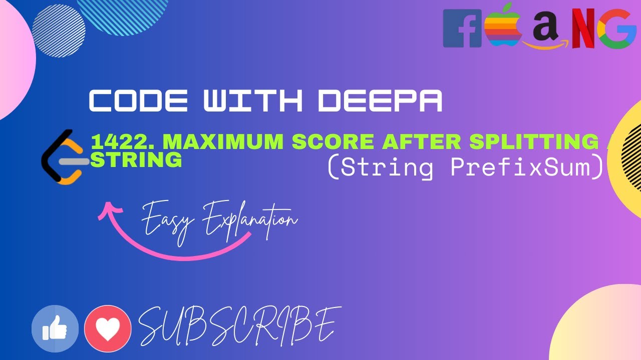 1422 Maximum Score After Splitting A String Leetcode C Solution 3094