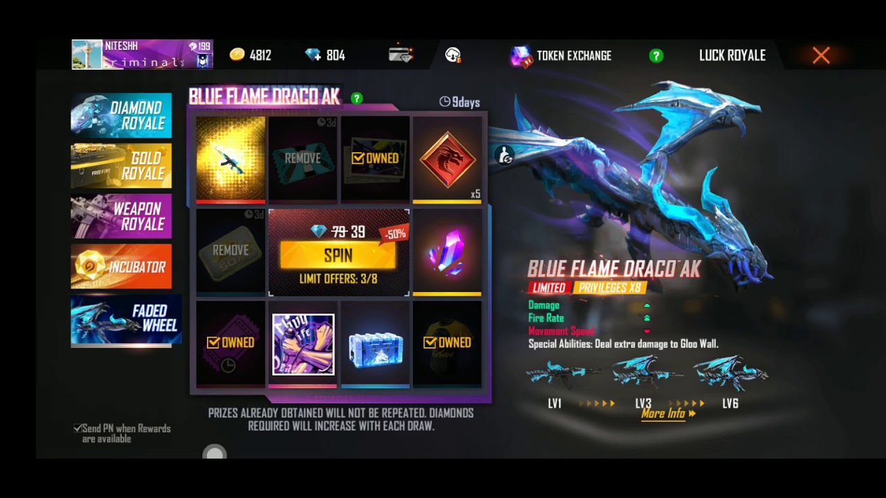 BLUE Flame Draco in such less spins 😲😱😱😱 - YouTube