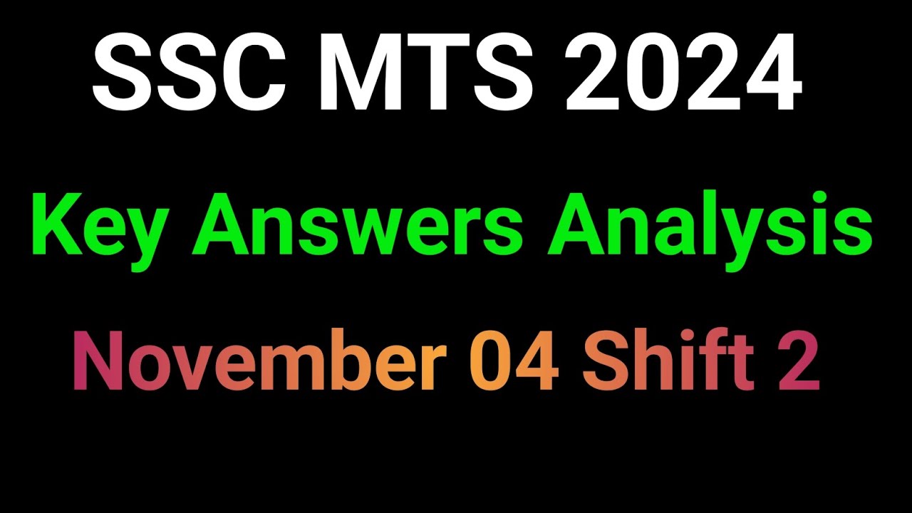 "SSC MTS 2024 November 4 Shift 2 Analysis" - YouTube