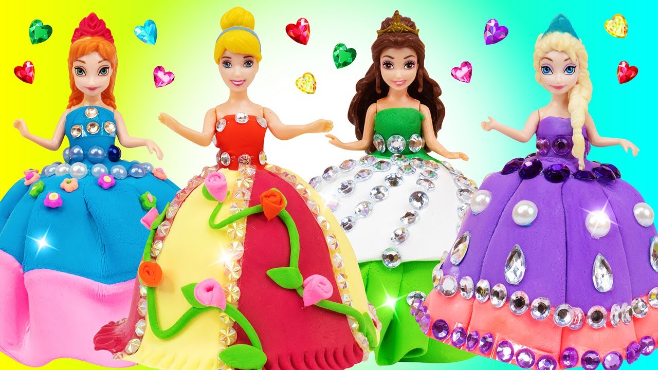 Disney Princess Dolls - Creating Miniature Outfits out of Clay - YouTube