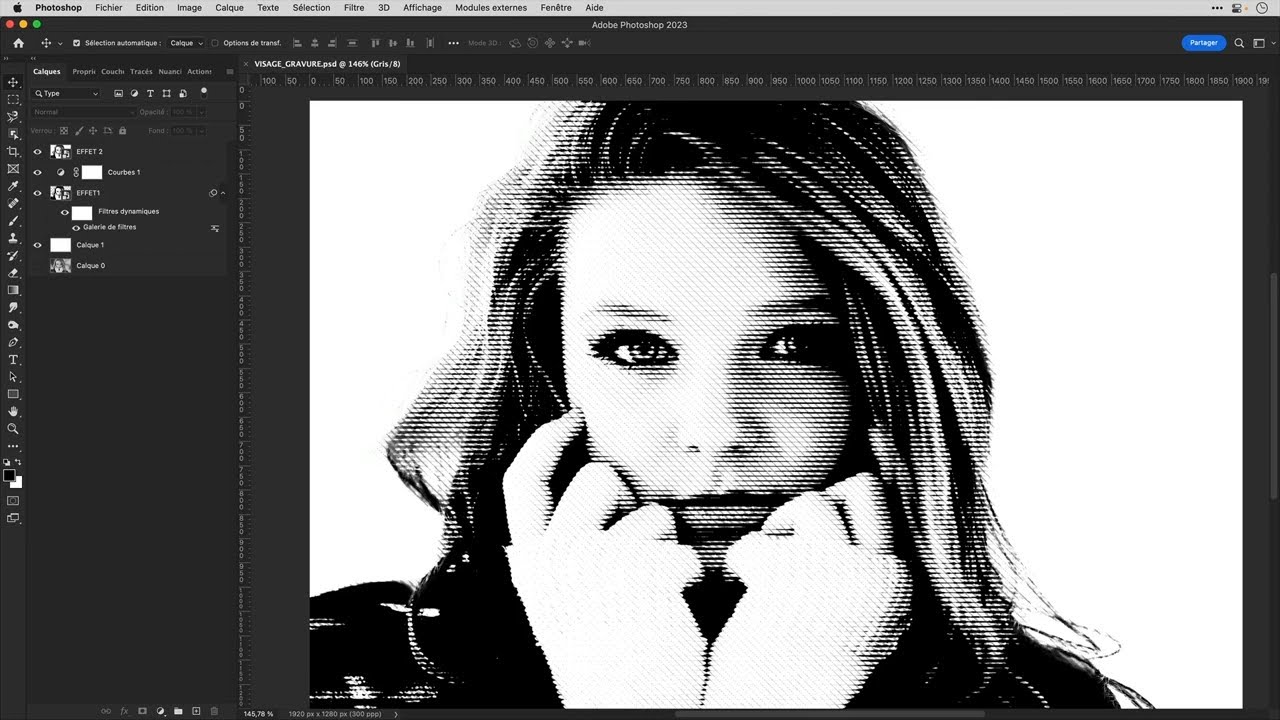 Effet gravure avec des hachures croisées - YouTube