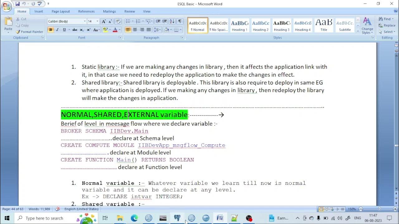 Variable In Esqlnormal Variable Ibm Integration Busiibace Esql Iib Ibm Middleware