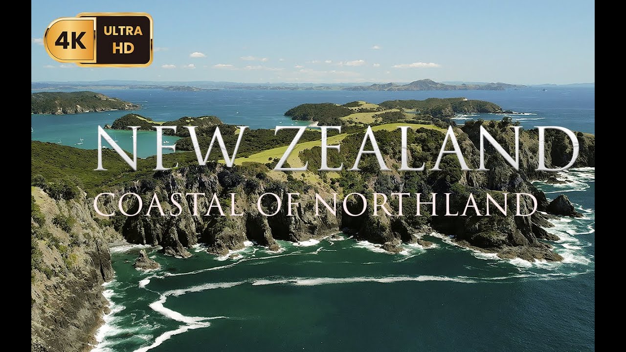 Northland, beautiful coastal landscape of New Zealand. 1 Hour drone ...