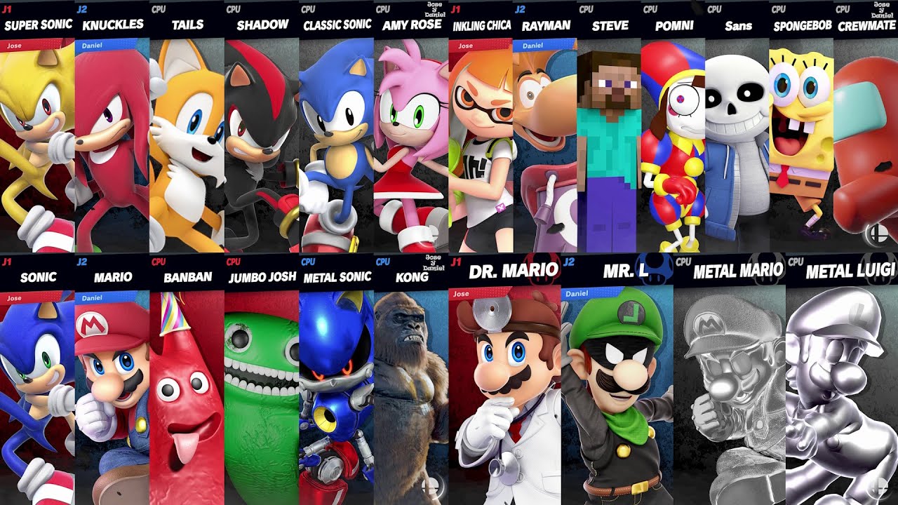 Super Sonic vs Tails vs Shadow vs Amy | Pomni vs Steve vs SpongeBob in ...