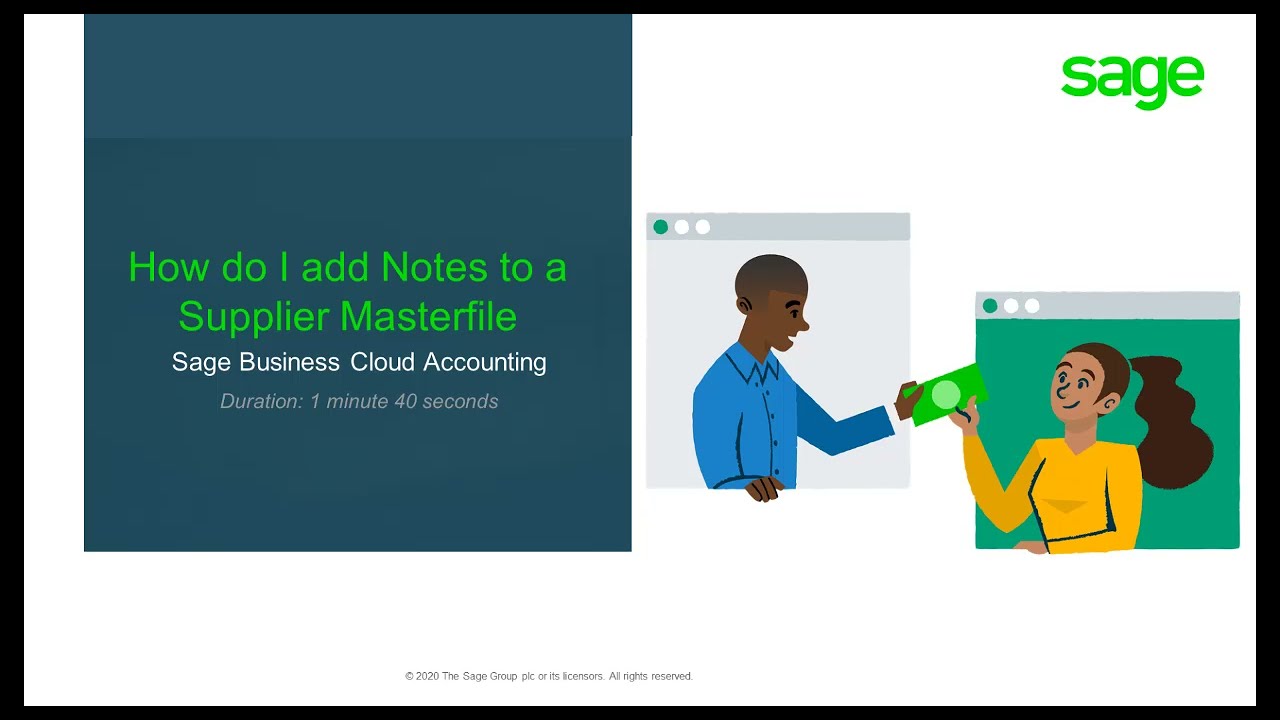 Sage Business Cloud Accounting (AME) - How do I add Notes to a Supplier ...