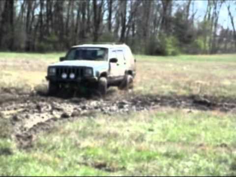 2000 Jeep Cherokee 5" lift and 1986 Chevy M1008 havin' some fun - YouTube