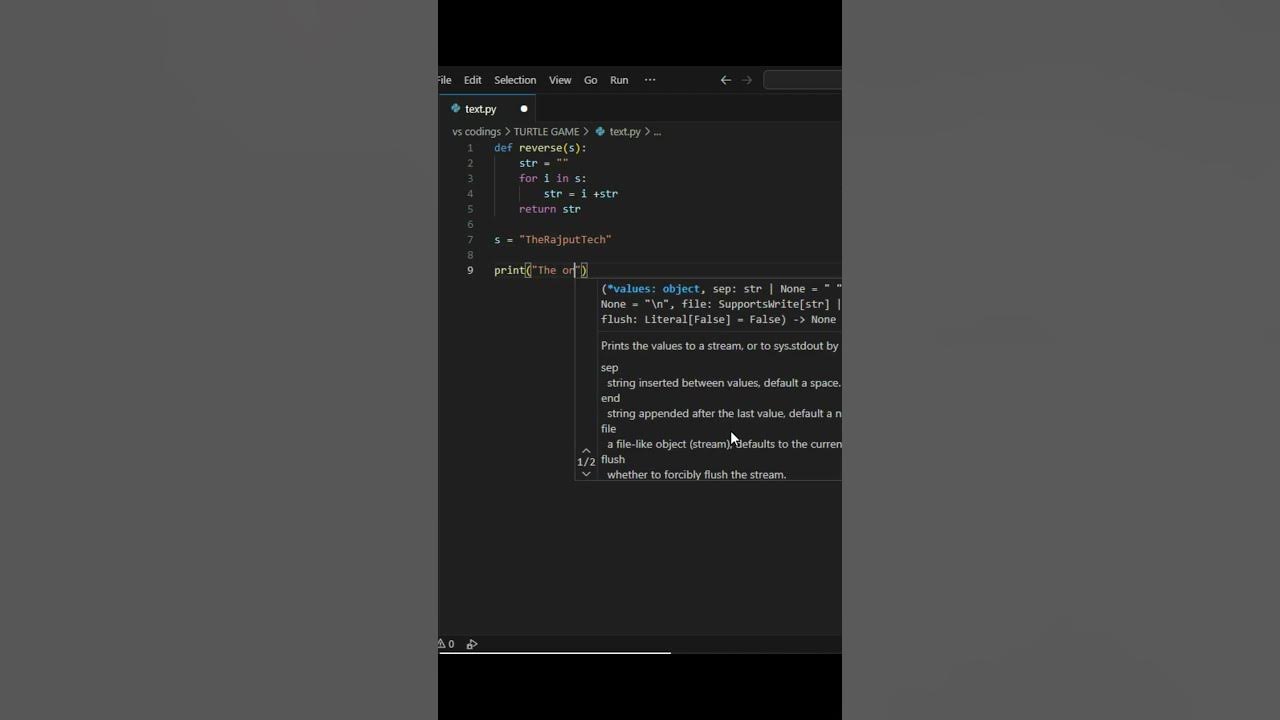 😎 Reverse a String Using Python #shorts #python - YouTube