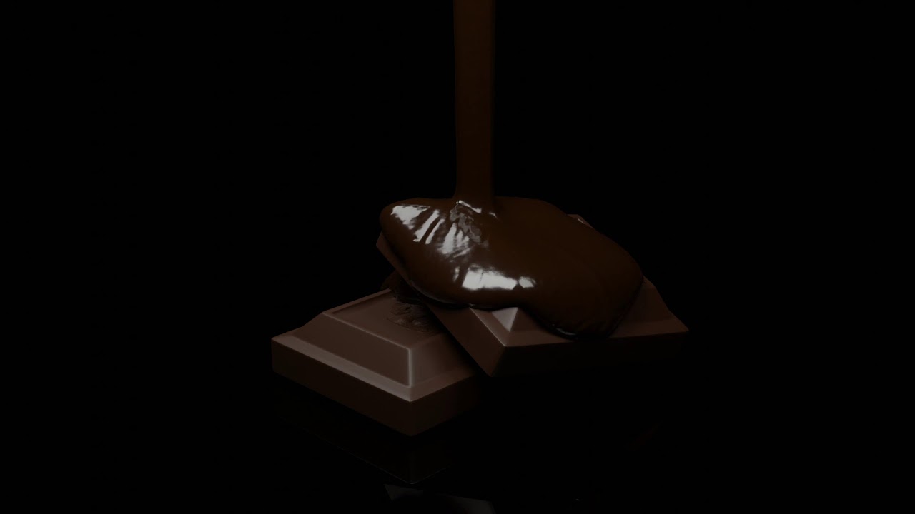 3D animation of liquid chocolate pouring over blocks - YouTube