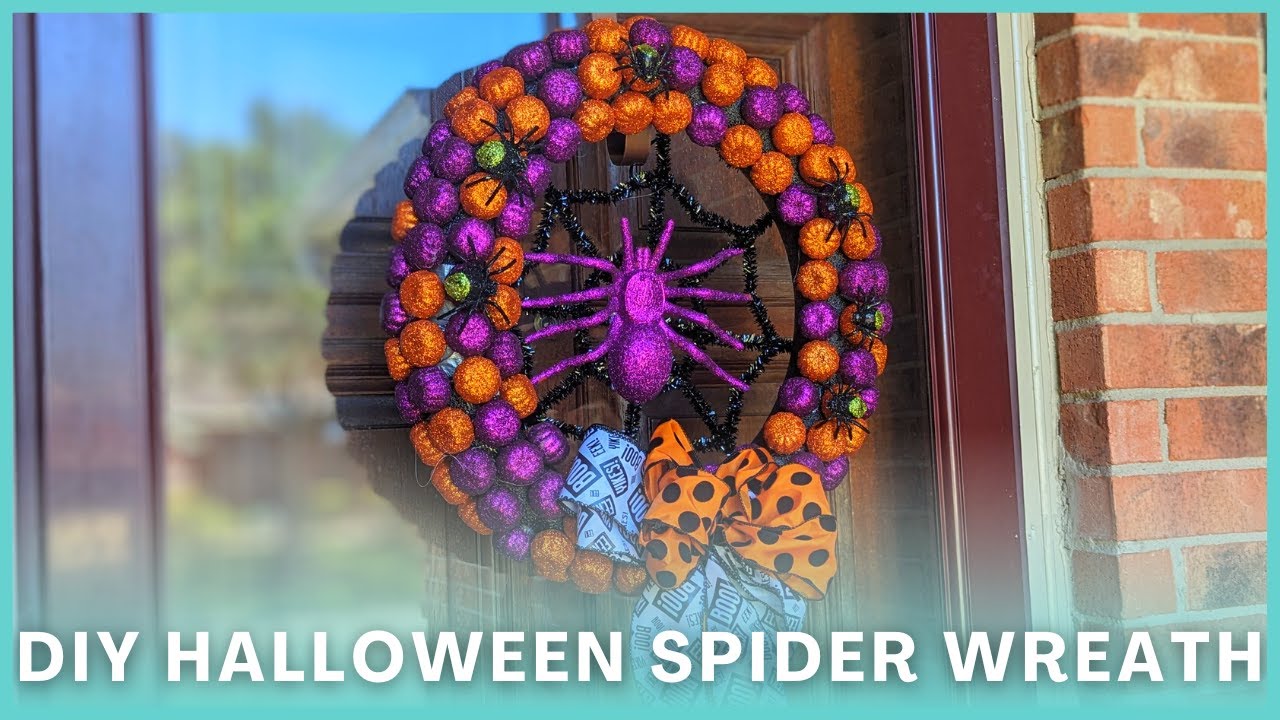 Dollar Tree Halloween Spider Wreath DIY: Spin a Web of Sparkly Glam ...