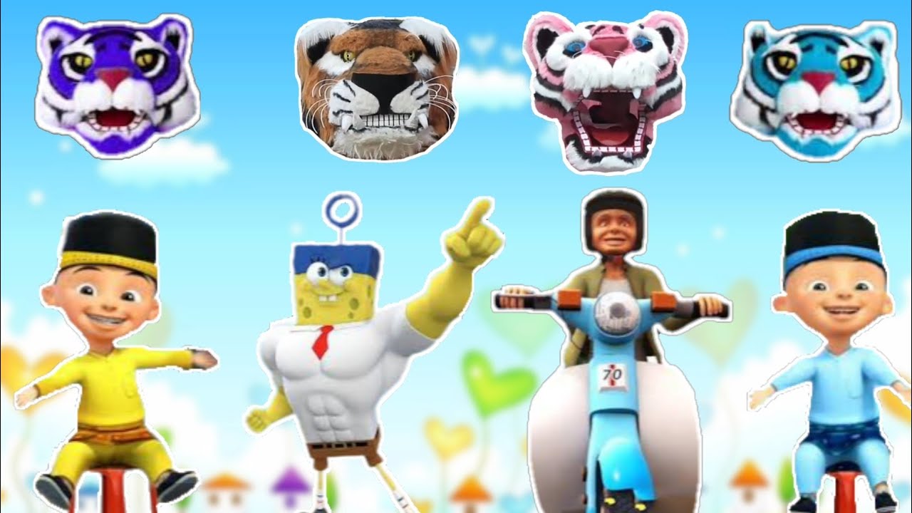 keren..!!! upin ipin tok dalang dan SpongeBob bermain topeng macan ...