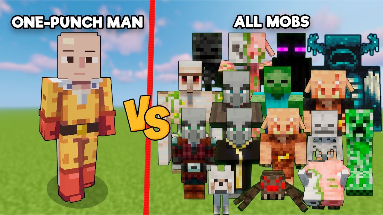 ONE-PUNCH MAN vs ALL Mobs in Minecraft / Saitama vs Minecraft mob ...