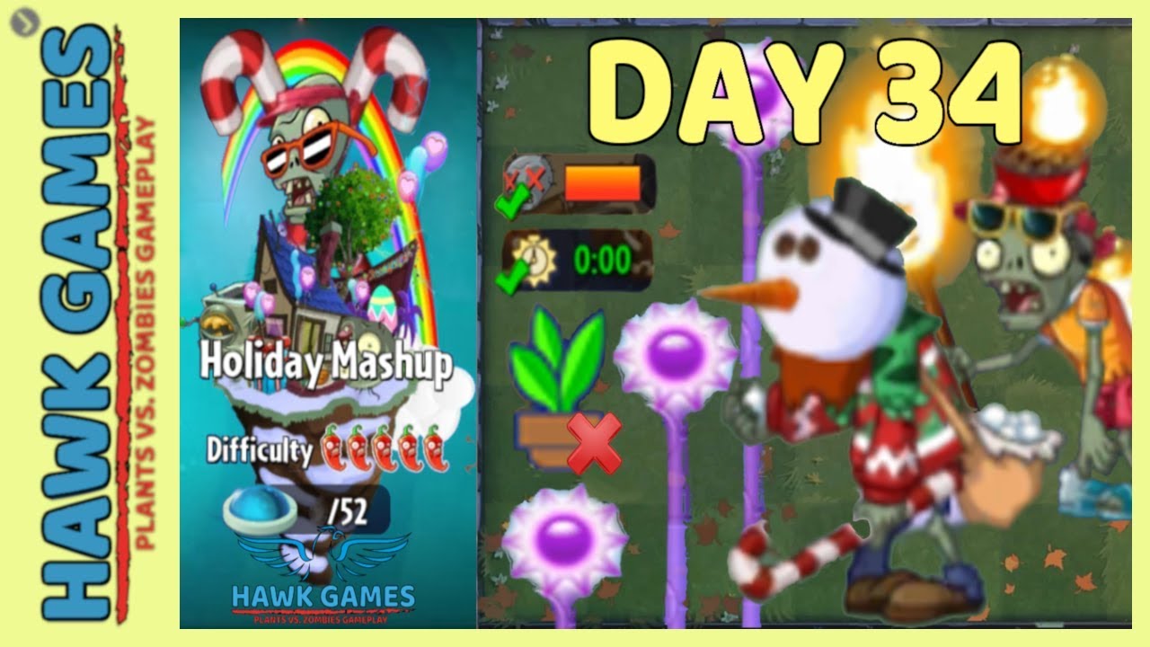Plants vs Zombies 2 Holiday Mashup World Day 34 Hard (Dark Alchemy, Sun ...