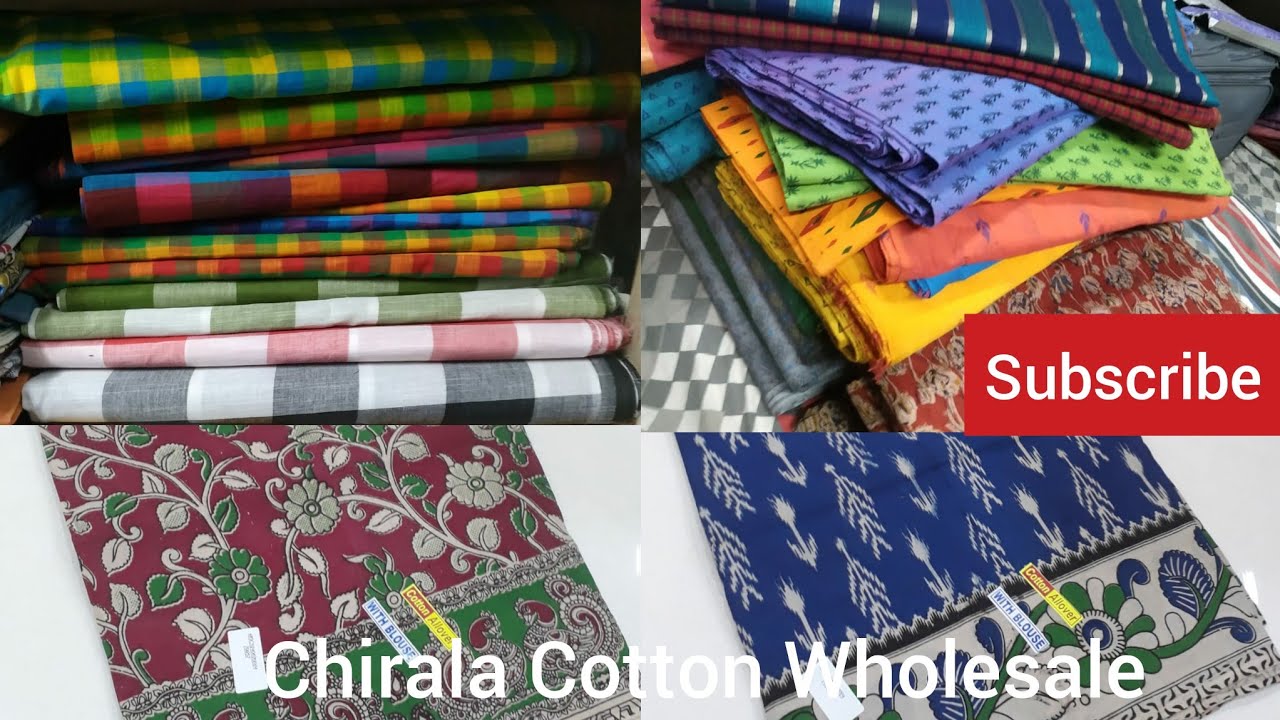 Chirala Cotton for Wholesale, sarees/dress materials/Fabrics - YouTube