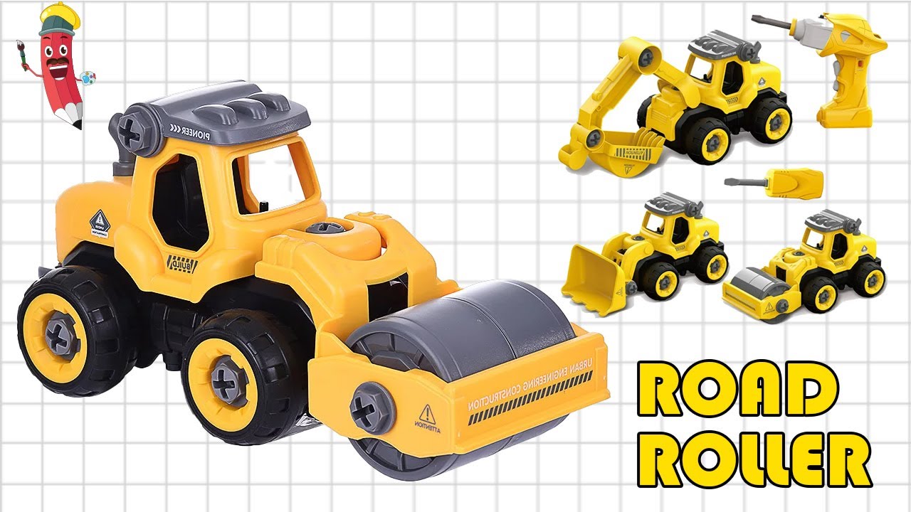 Best Learning DIY Assemble Construction Vehicle | ROAD ROLLER ...