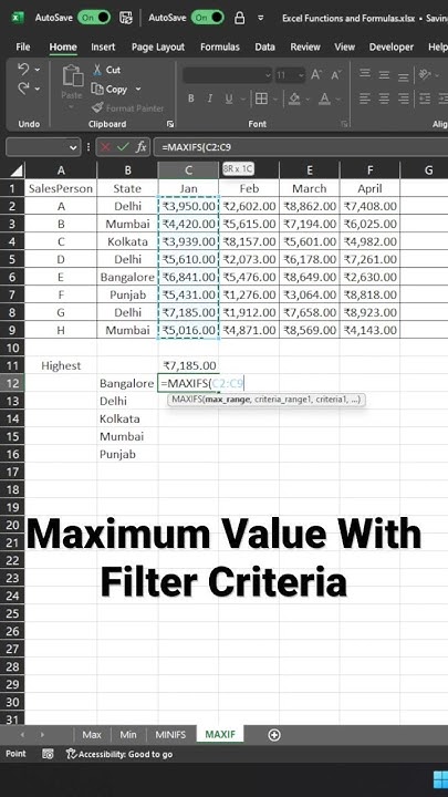 Find Maximum Value From Range with filter criteria #shorts - YouTube