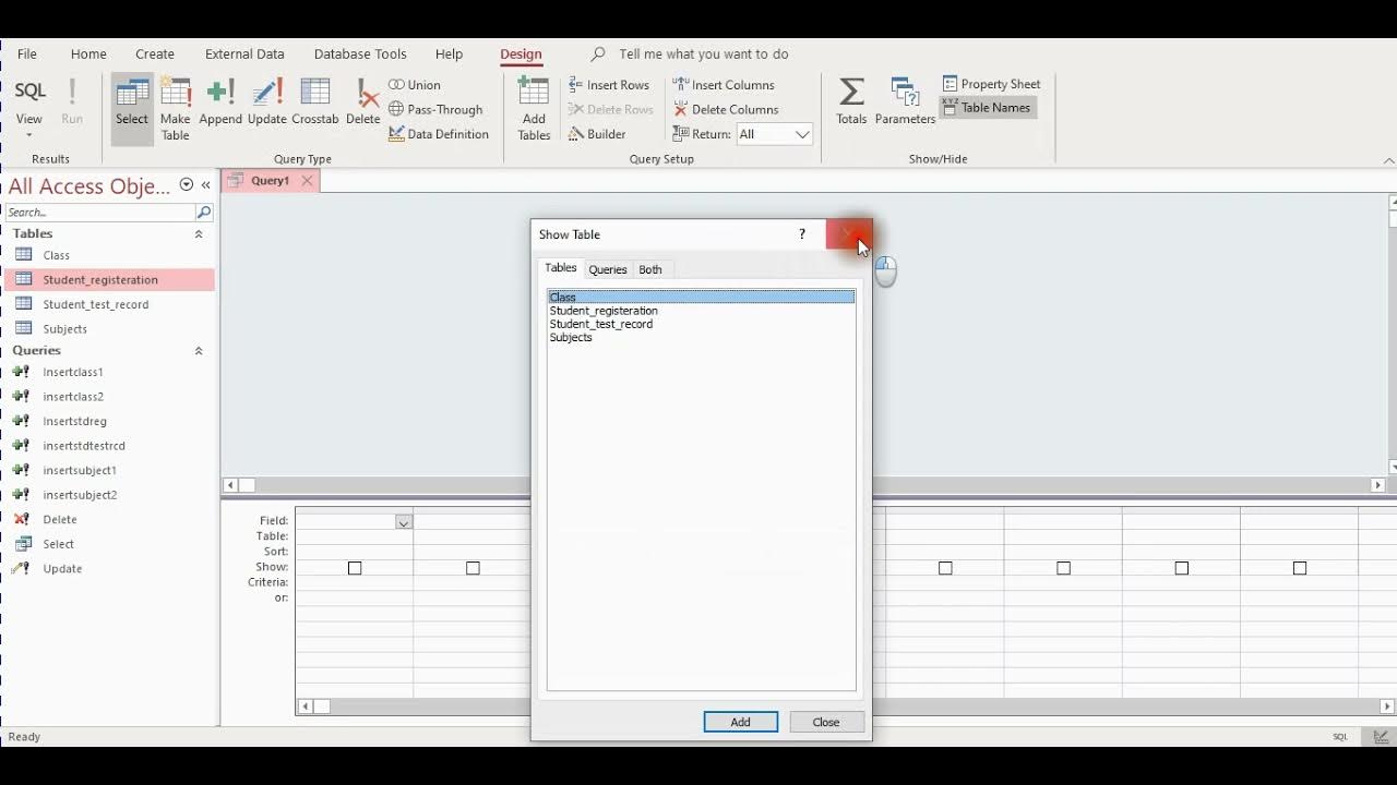 Insert Queries in MS Access (DELETE,ALTER,DROP) - YouTube