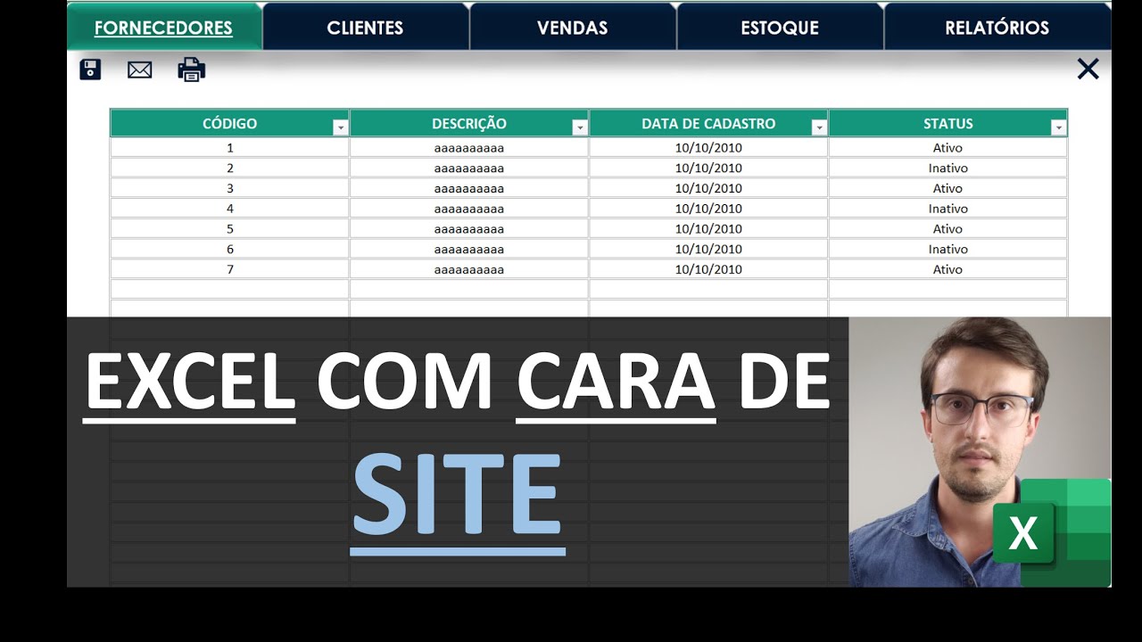 Planilha Excel mais Bonita - CARA DE SOFTWARE - YouTube