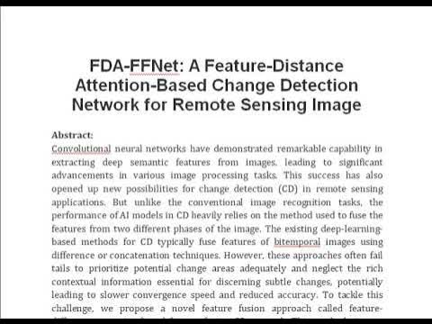 FDA FFNet A Feature Distance Attention Based Change Detection Network for Remote Sensing Image ...