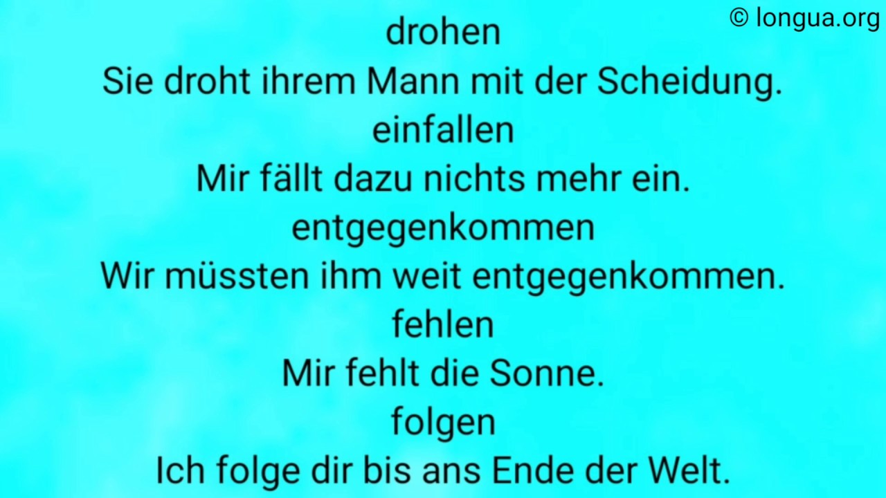 A1, A2, B1, B2, C1, Übungen, Dativ, Verben, dem, der, den, ihm, mir ...