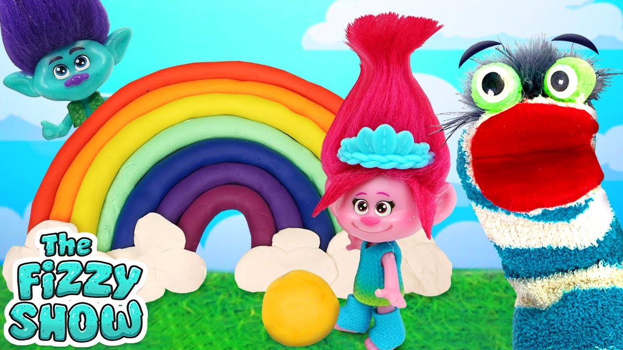 Fizzy Helps Trolls Poppy & Branch Make Craft A Play-Doh Rainbow 🌈 | Fun ...