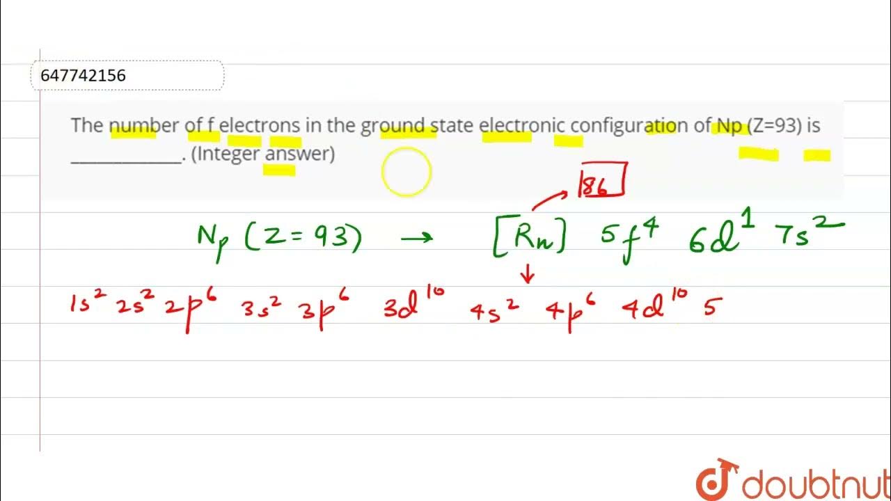 The number of f electrons in the ground state electronic configuration ...