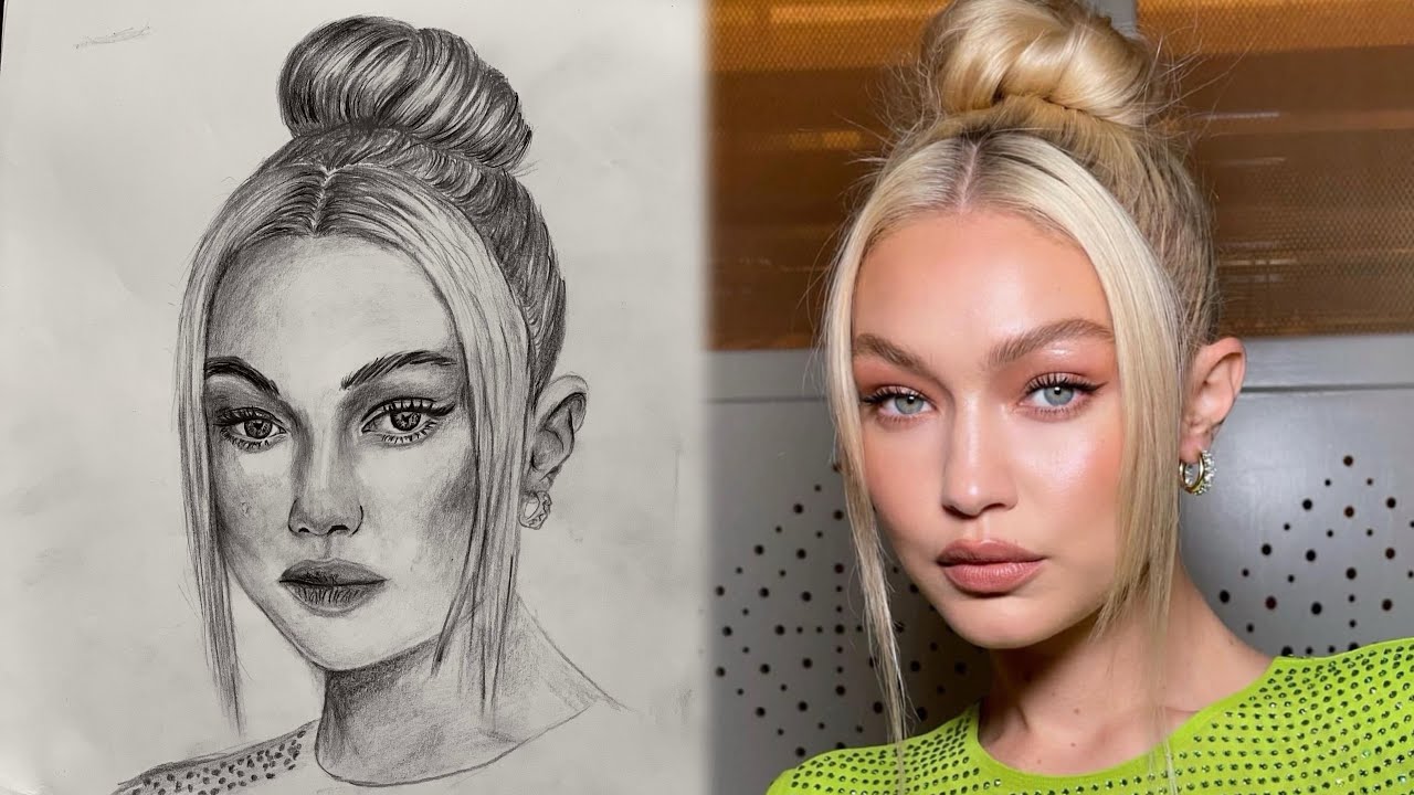 Gigi Hadid drawing portrait | realistic drawing #drawing - YouTube