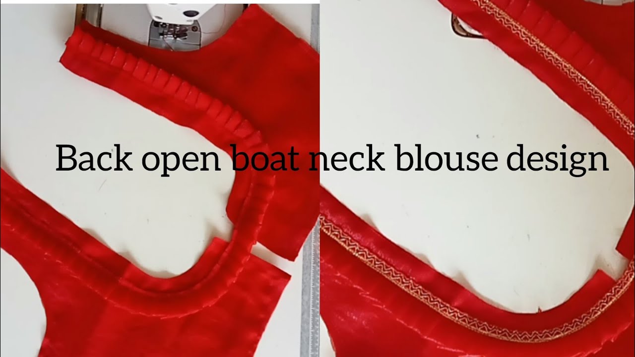 Back open boat neck blouse design.\\trendy frill back neck design ...