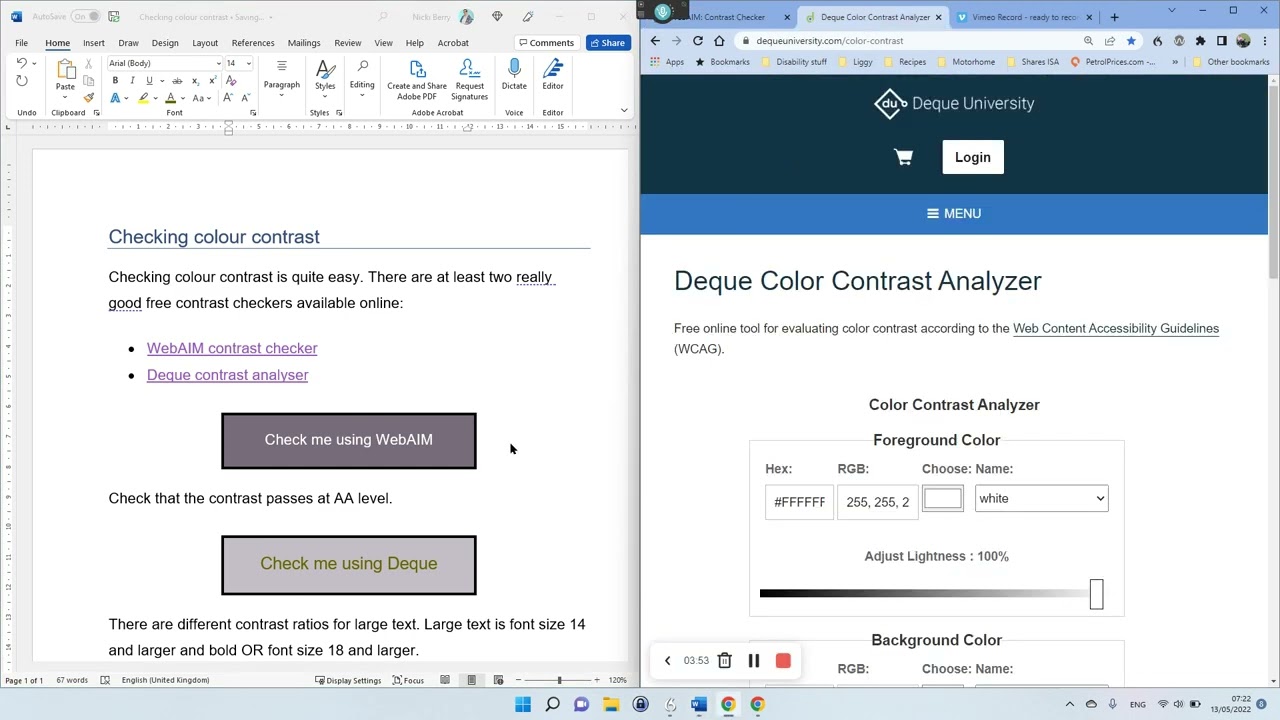 Word - checking colour contrast - YouTube