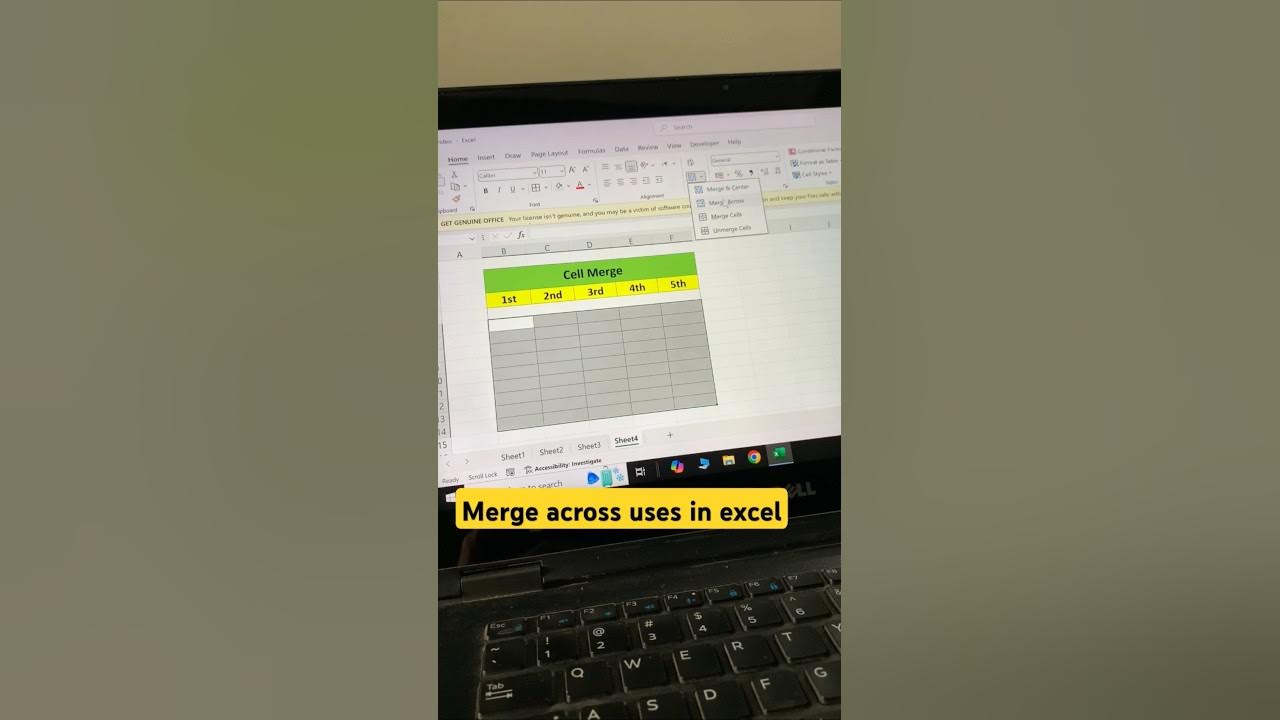 Merge across uses in excel #exceltips #excelformula #newexcel #exceltricks #computer - YouTube
