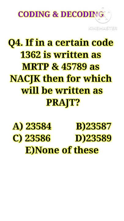 (V-R) CODING & DECODING QUESTION SAMPLES - 9 | Aptitude reasoning ...