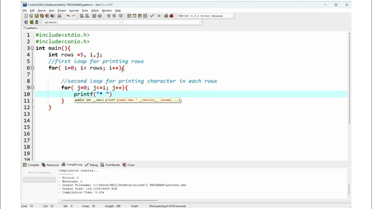 C Program to print right half pyramid pattern of Star |How to print right triangle star pattern ...
