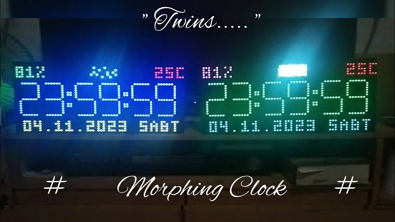 Morphing Clock ESP8266 Panel P5 HUB75 - YouTube