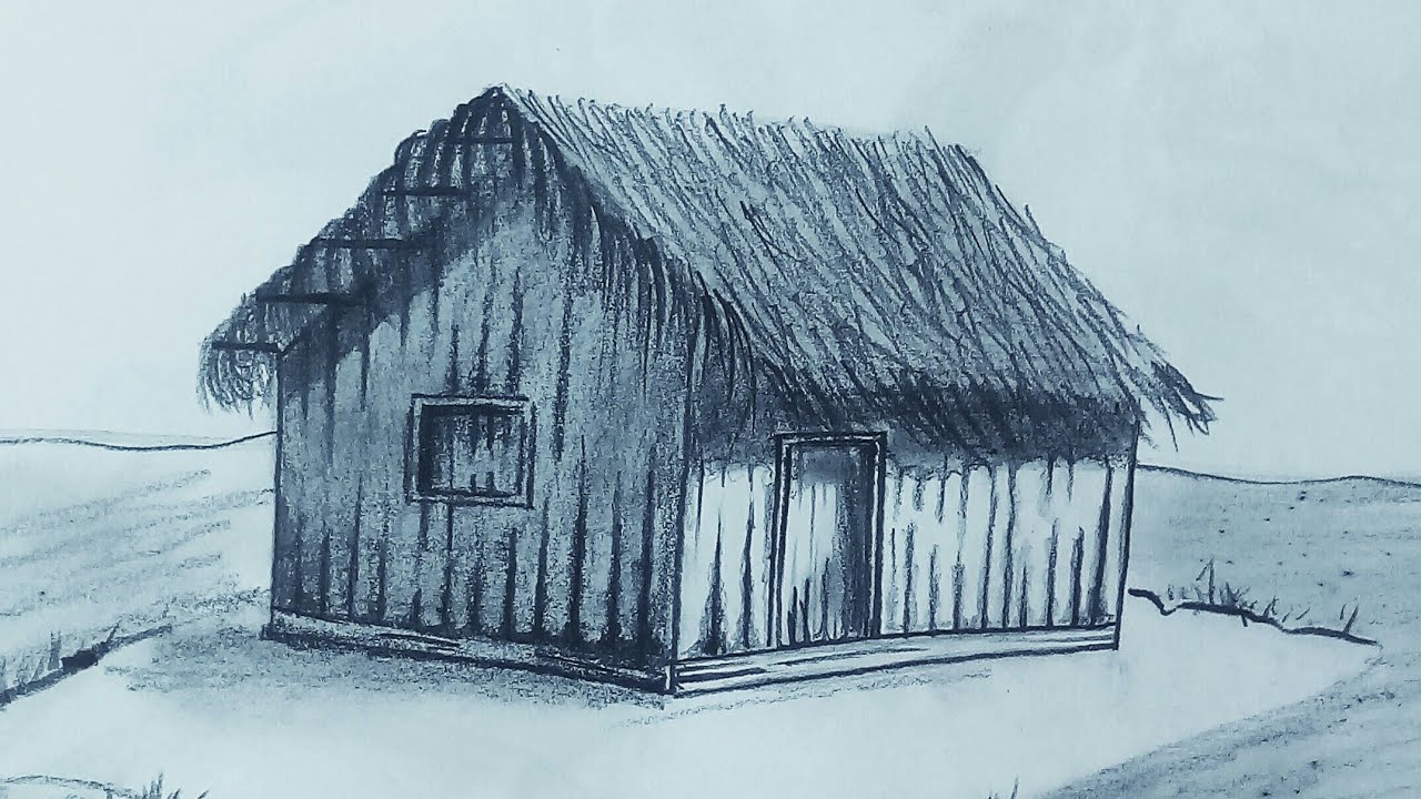como desenhar uma casa de madeira ou rancho - YouTube