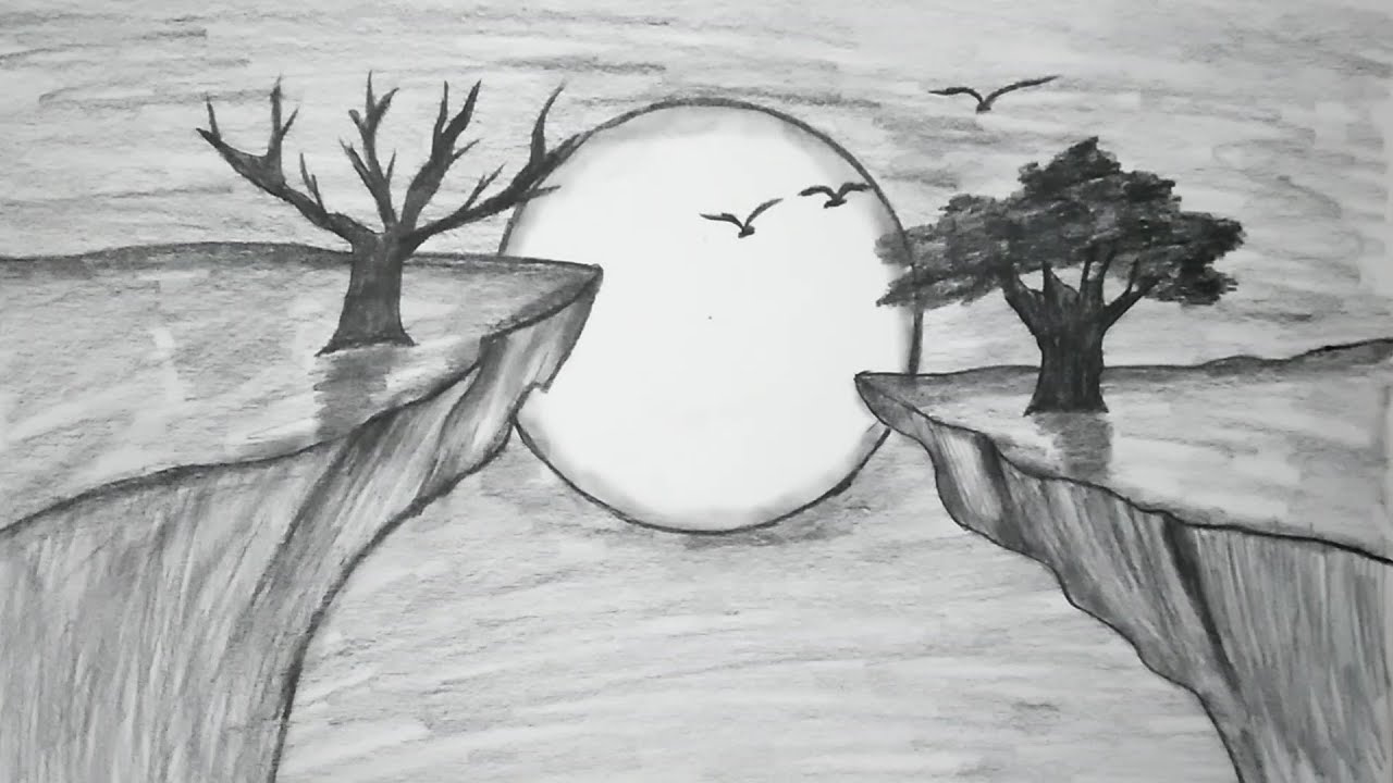 How to draw Edges of a Cliff - Easy Step-by-Step Pencil Drawings - Landscape drawing # ...